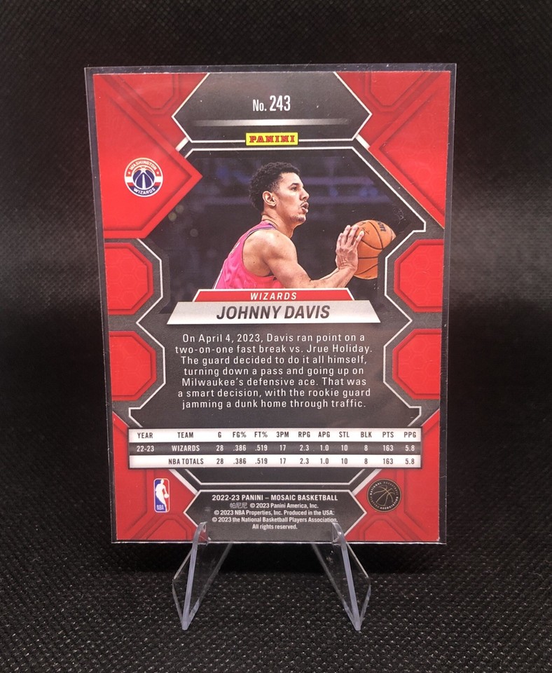 2022-23 Panini Mosaic Johnny Davis Base Rookie RC #243 Washington ...