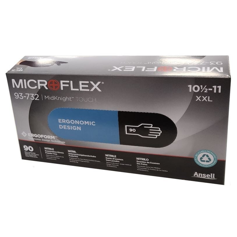 *100-Gloves* Microflex MidKnight Touch PF Exam Nitrile 10.5-11 XX-Large ...