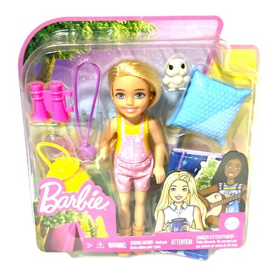 Barbie Camping Chelsea doll with binoculars, sleeping bag, compass | eBay