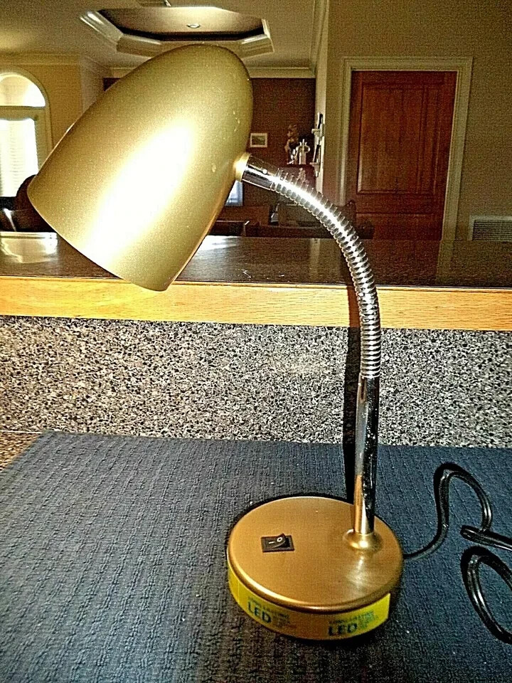 Gold Adjustable Gooseneck LED Desk Lamp by Intertek | eBay