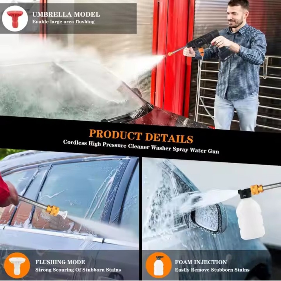 NEW Cordless Car High Pressure Washer Portable Water Wash Jet Cleaner ...