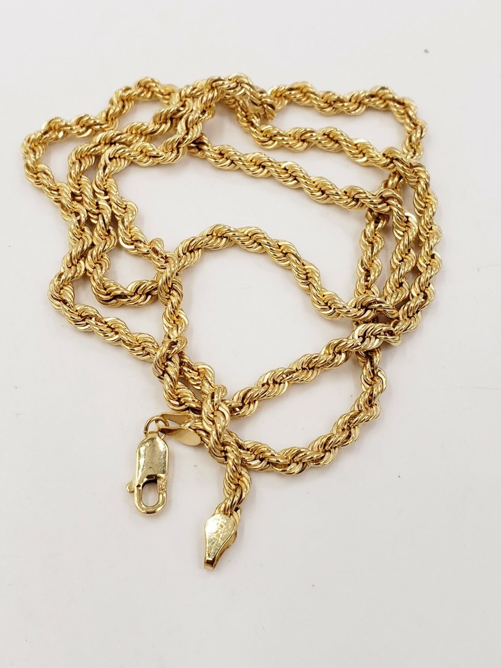 10KT Yellow Gold* Hollow Rope Chain (L) 24 inches x (w) 3.79mm Lobster ...