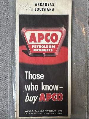 Vintage Arkansas Louisiana Road MAP Vintage 1967 APCO Gas Advertising ...