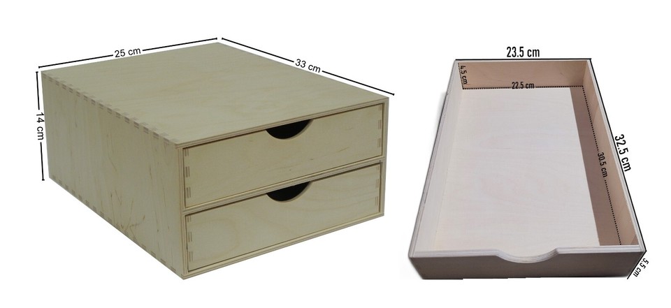 Wooden Drawer - Box Desktop Office Desk Storage Decoupage Unpainted 11 ...