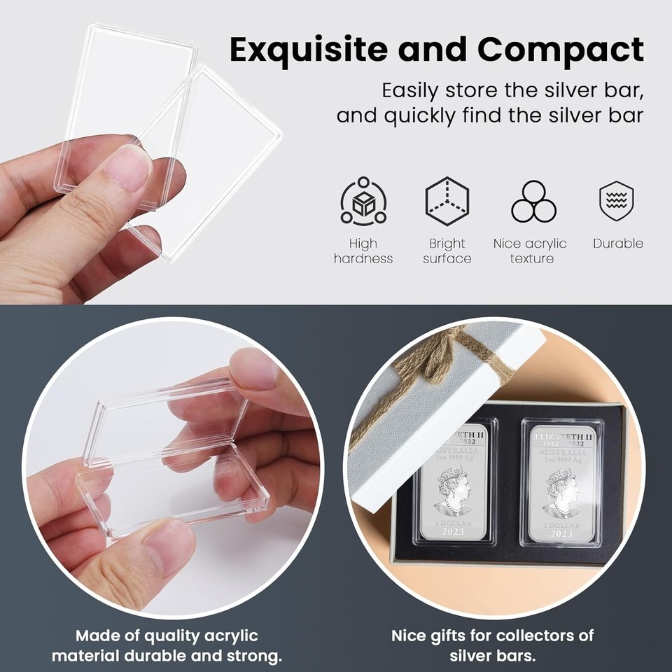 1 Oz Silver Bar Holder，Includes 20 Pcs Silver Bar Capsule and 1 Pcs ...