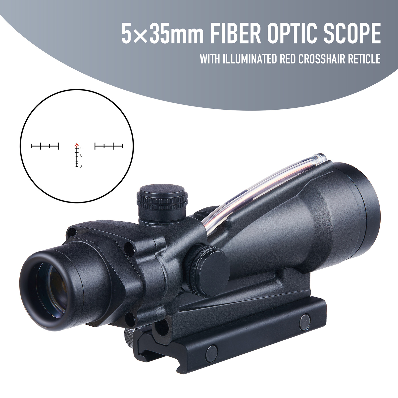 PINTY ACOG 5x35 Real Red Fiber Optic Scope wCantilever Mount for ...
