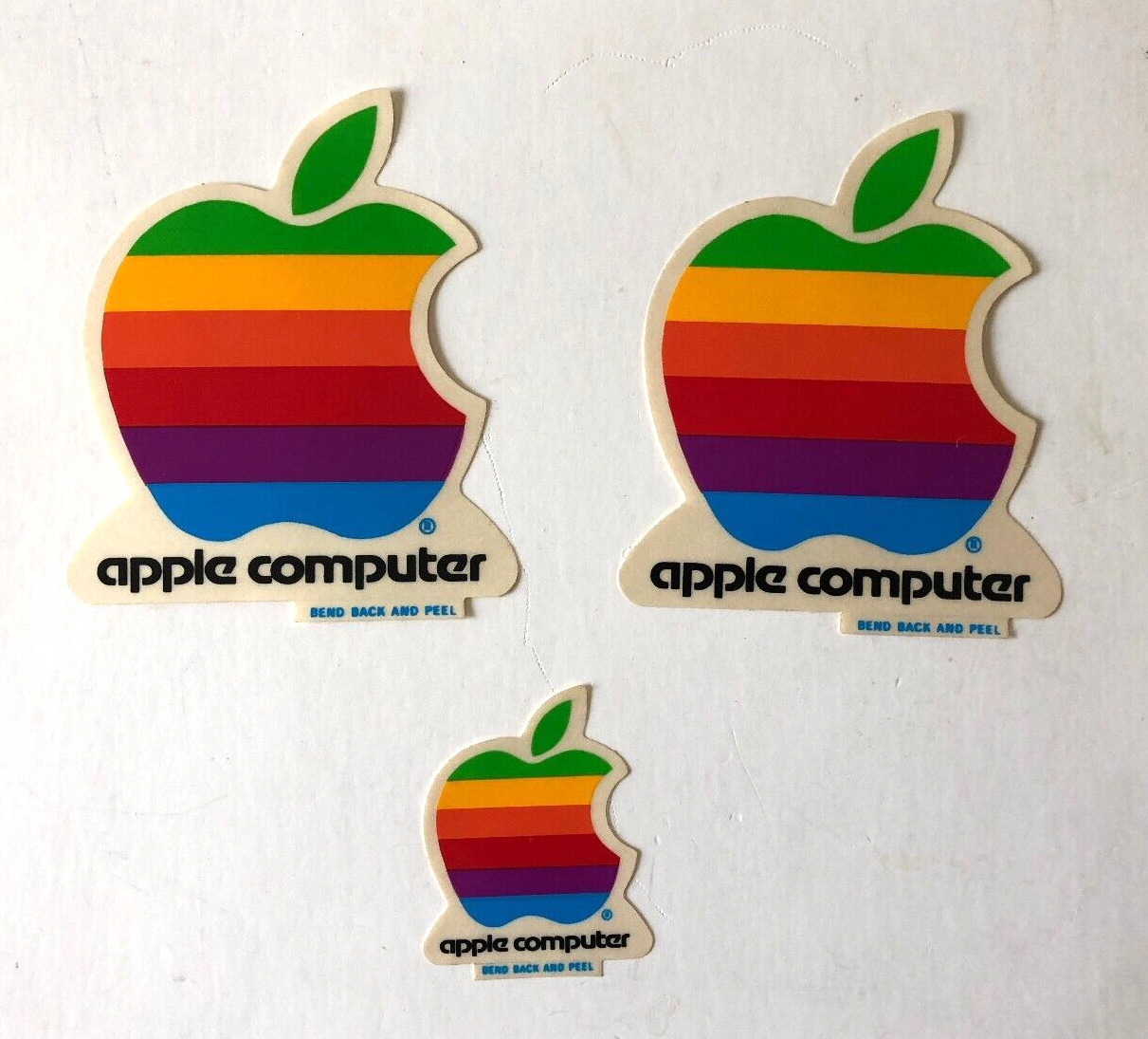 Lot of 3 Vintage APPLE Macintosh Computer Logo Rainbow Decal Stickers ...