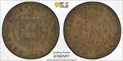 1819-R Brazil 960 Reis Struck Over 1818-FD Chile Volcano Peso PCGS XF45 ...