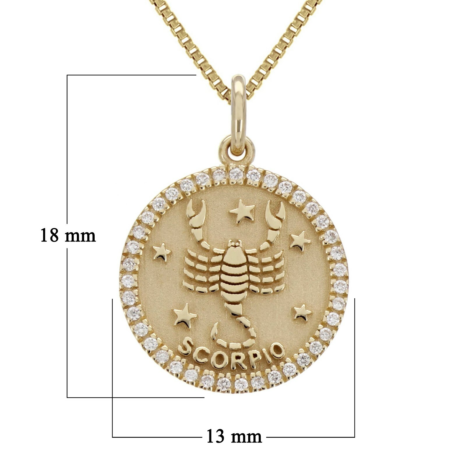 14k Yellow White or Rose Gold Diamond SCORPIO Zodiac Sign Pendant ...
