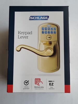 Schlage Flex Lock Keypad Keyless Entry Door Handle Flair Lever Bright ...