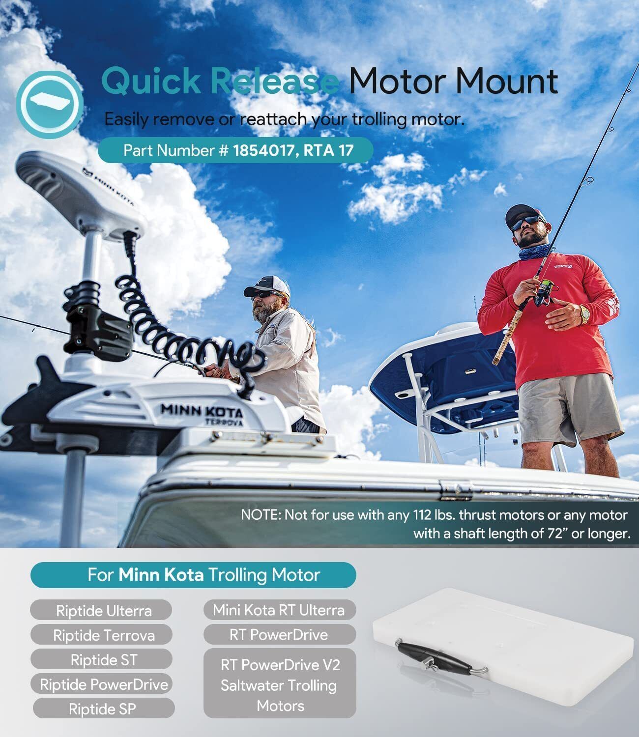 For Minn Kota 1854017 RTA 17 Riptide Terrova Quick Release Bracket ...