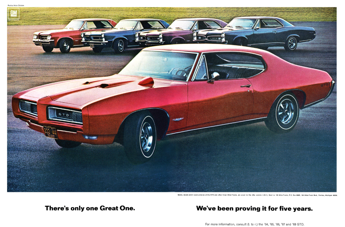 13x19 1968 Pontiac GTO Poster Ad Art Print Ram Air 1964 1965 1966 1967 ...