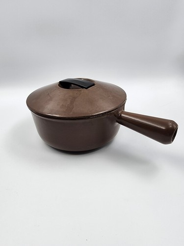Vtg Brown Le Creuset #18 Cousances Ceramic Enamel Cast Iron Sauce Pot 1 ...