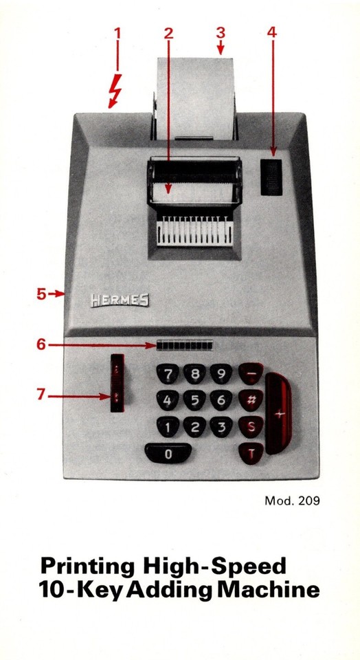 Original Hermes Model No.209 Calculator Instruction Manual Vtg Adding ...