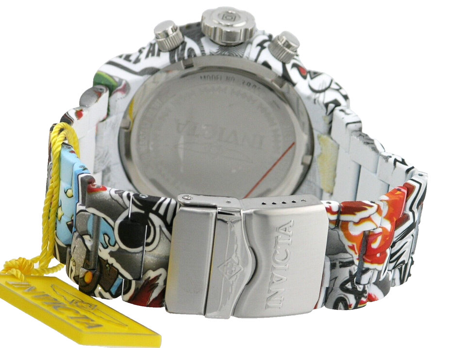 NEW INVICTA PRO DIVER GRAFFITI BLACK CHRONOGRAPH WATCH STEEL QUARTZ ...