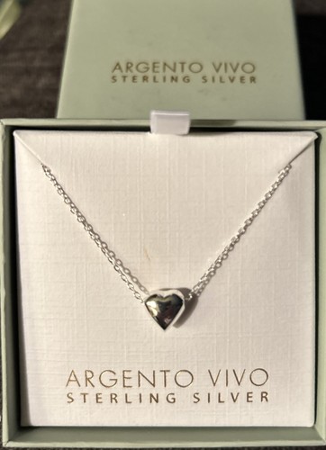 Argento Vivo .925 Sterling Silver Solid Heart Necklace~New In Box! | eBay