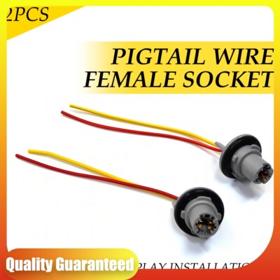2PCS Car Truck T10 W5W 194 Bulbs Pigtail Wire Female Sockets Connector ...