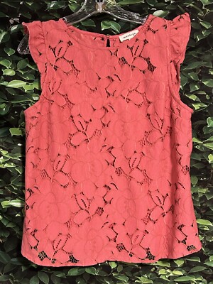 Monteau Los Angeles Sleeveless Lace Blouse Deep Pink Pullover Womens ...