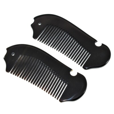 Cutomize Logo-Natural black ox horn comb fish shape comb fine tooth ...