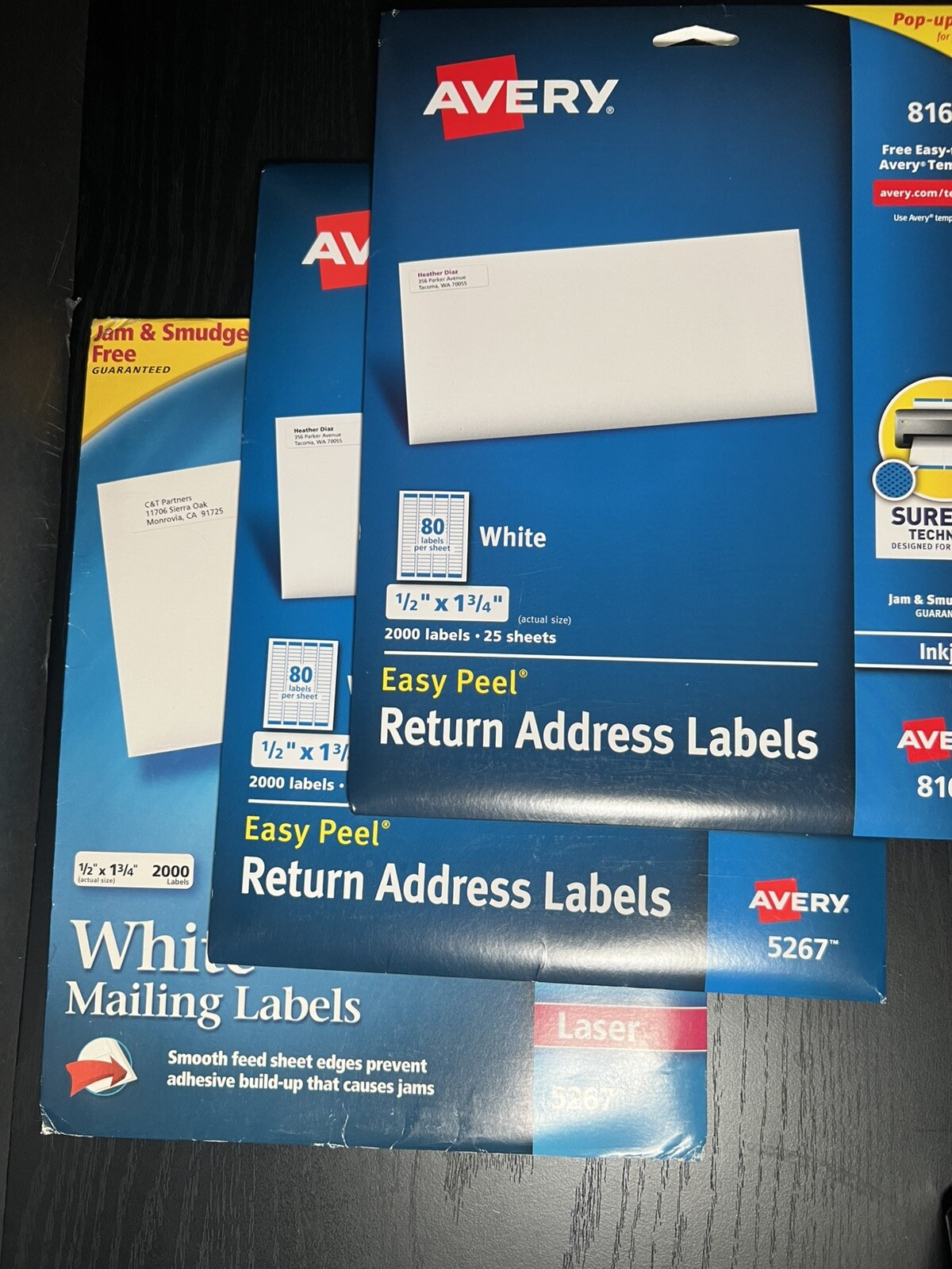 Avery Easy Peel Return Address Labels Inkjet 1/2 x 1 3/4 White 8167 ...