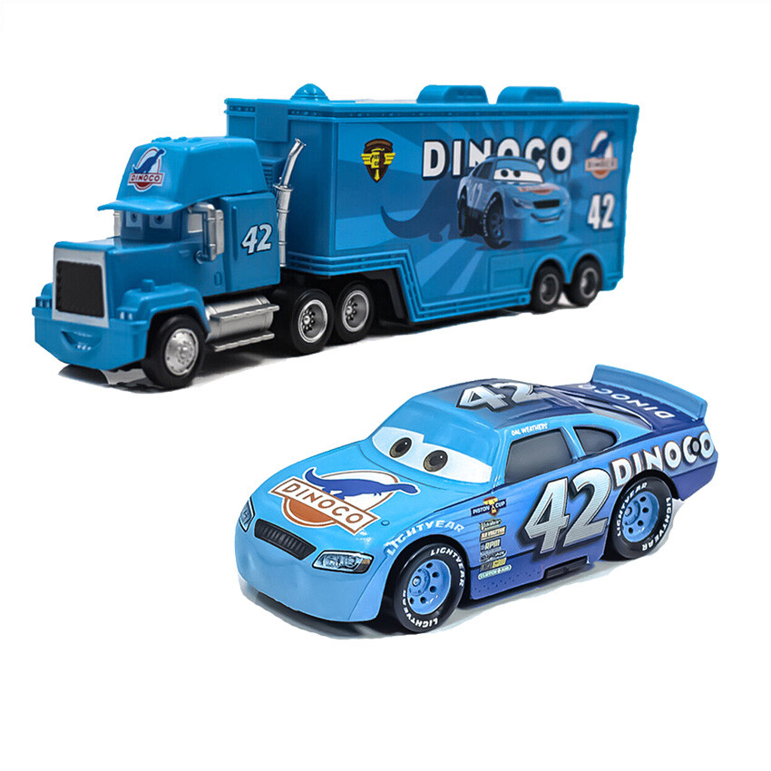 Diecast Model Car Disney Pixar Cars Blue Lightning McQueen Dinoco King ...