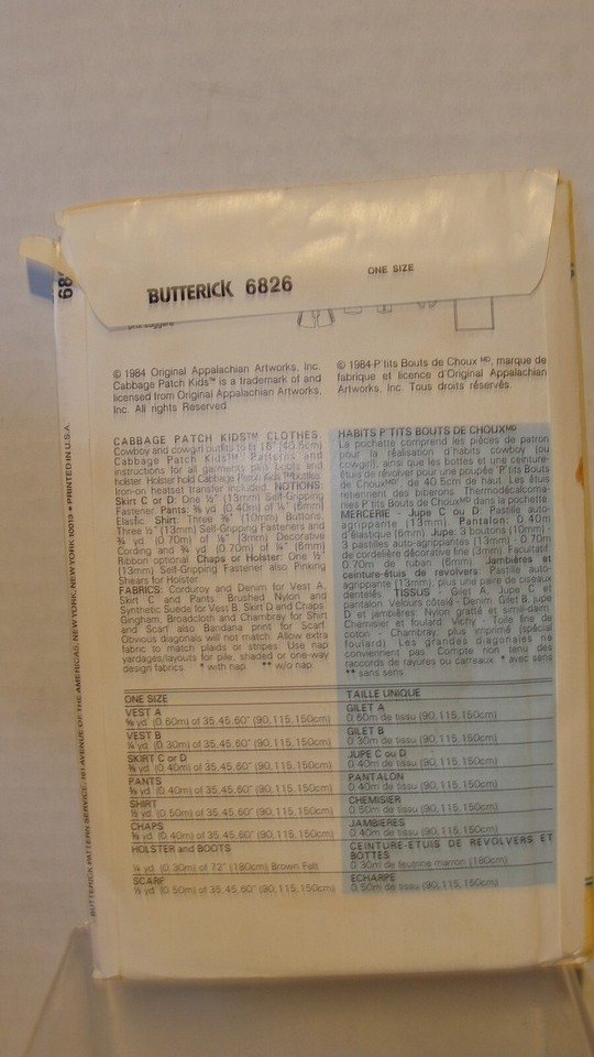 BUTTERICK CABBAGE PATCHKIDS CLOTHING PATTERN #6826 | eBay