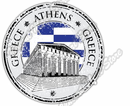 Athens Greece Country Flag Stamp Car Bumper Window Vinyl Sticker Decal ...