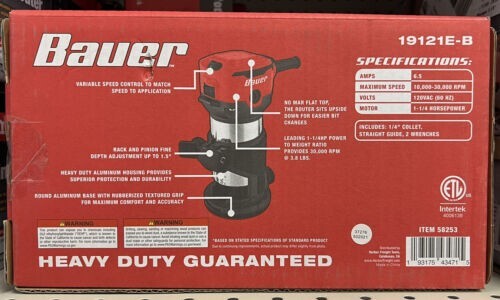 BRAND NEW BAUER 1 1/4 HP VARIABLE SPEED ROUTER 6.5 Professional USA ...