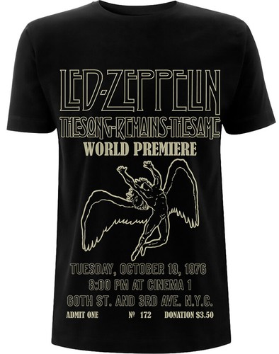Led Zeppelin 'TSRTS World Premiere' (Noir) T-Shirt - OFFICIEL! | eBay