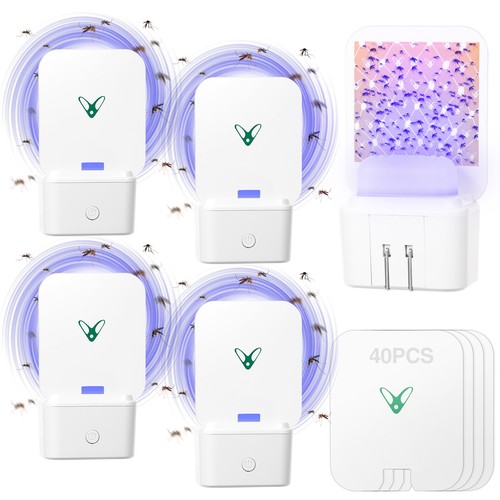 Flying Insect Trap Indoor Safe & Effective 4 Packs +40 pcs Stickers US ...