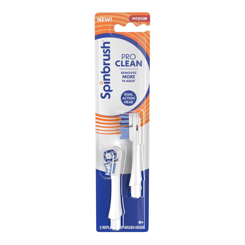 Spinbrush Pro Clean Medium Bristles 2 Replacement Brush Heads | eBay