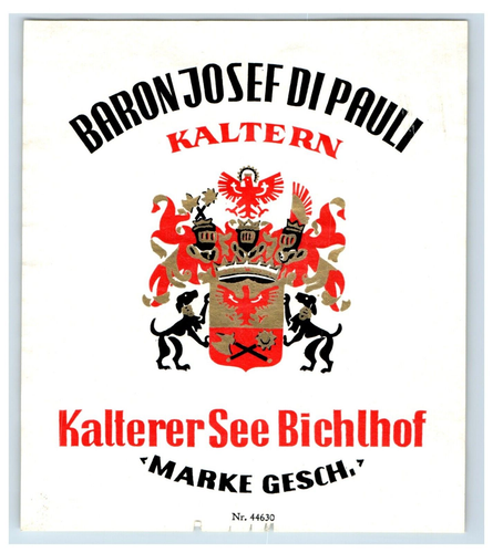 1970's-80's Baron Josef Di Pauli Kaltern German Wine Label Original ...