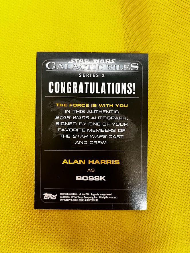 Topps 2013 Star Wars Galactic Files Autograph Alan Harris as Bossk | eBay
