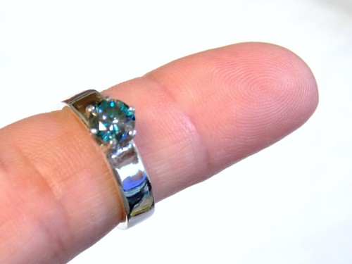 Blue Green Lab Moissanite Size 5 Ring 925 Sterling Silver USA Made 5 ...