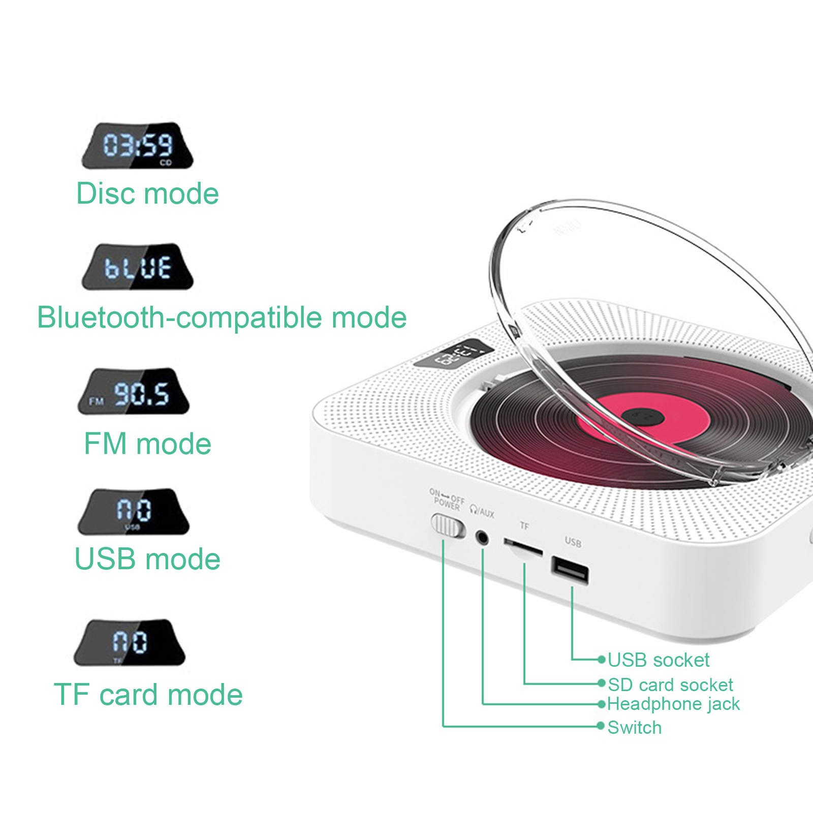1 Set Fm Radio Disc /tf Repeat Working Different Format Support Disc ...