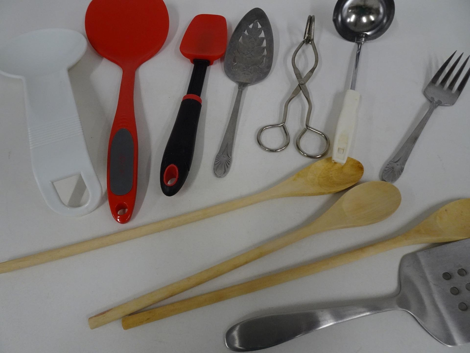 10 Pc Lot Kitchen Cooking Utensils Ladel Spatula Spoon Fork Tongs Wood ...