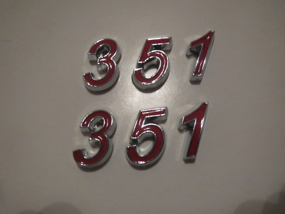 FORD 351 HOOD SCOOP FENDER TRUNK ENGINE ID EMBLEMS SET RED | eBay