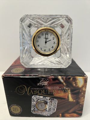 Crystal Cristal d’Arques French Grecian Desk Clock Masquerade 1991 ...
