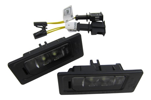 Original VW Audi LED License Plate Light + Connection Adapter Cable Set ...