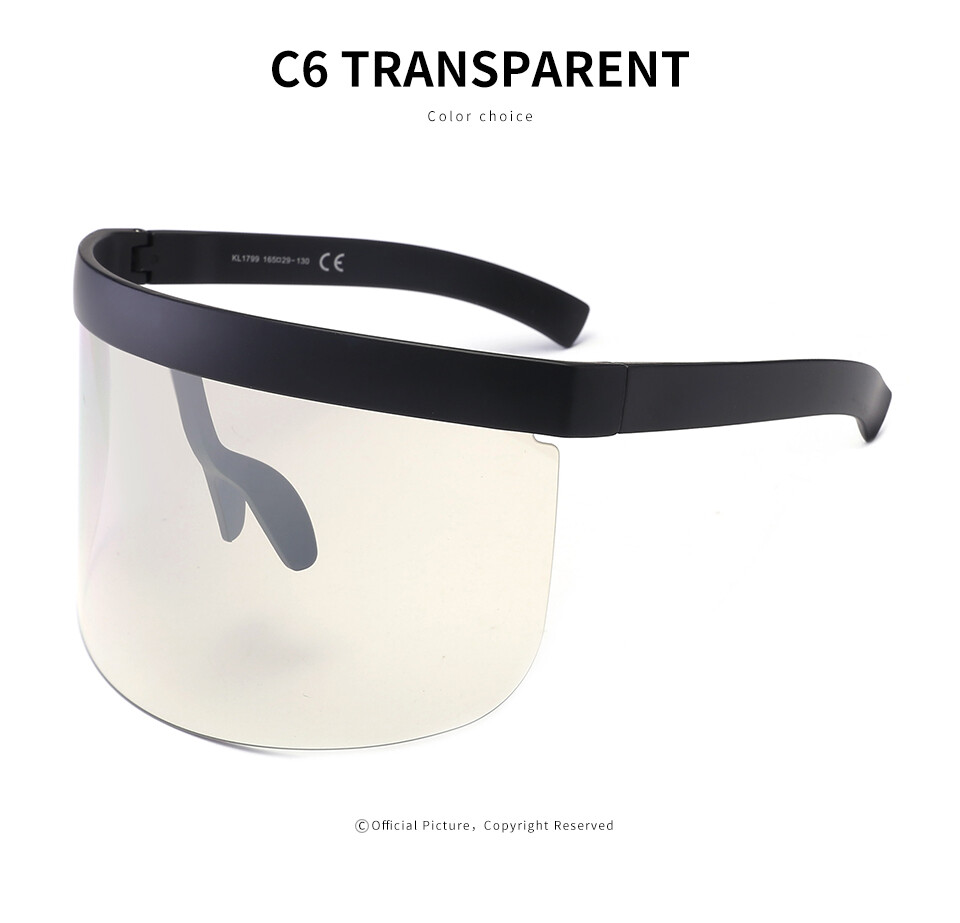 Oversize Huge Visor Big Shield Mask Half Face Large Mirror Sunglasses ...