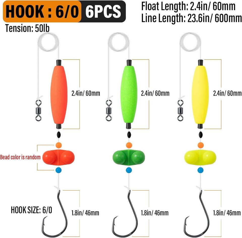 Rigs Catfishing Tackle Santee Rig 5/0 6/0 Circle Hooks for Peg Floats ...