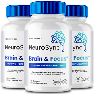 (3 Pack) Neurosync Brain & Focus Cognitive Pills to Improve Memory ...