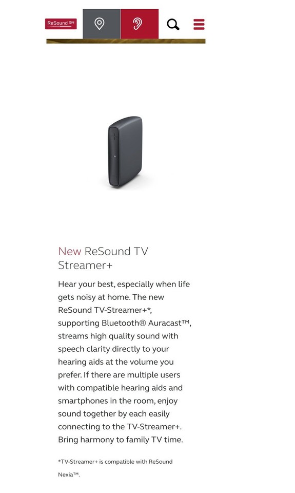 Resound TV+ For Nexia, Vivia, Savia. Auracast & BT TV Streamer -NEW IN BOX | eBay