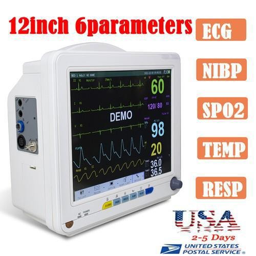 12" ICU Vital Signs Patient Monitor 6-parameter ECG NIBP RESP TEMP SPO2 PR New | eBay