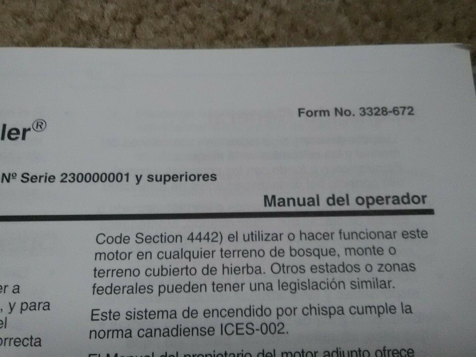 TORO Lawnmower Owner's Manual Personal Pace 22" Model 20018 SPANISH ...