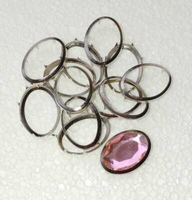 Acrylic Flatback Jewels 18x25mm plus rim settings 20pc. rose | eBay