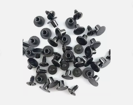 100 Sets round Flat Head Chicago Screws Buttons Metal Studs Rivets ...
