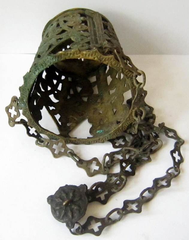 POST MEDIEVAL GENUINE TRIPLE CHAINED ORTHODOX BRONZE CENSER w/ CROSS ...