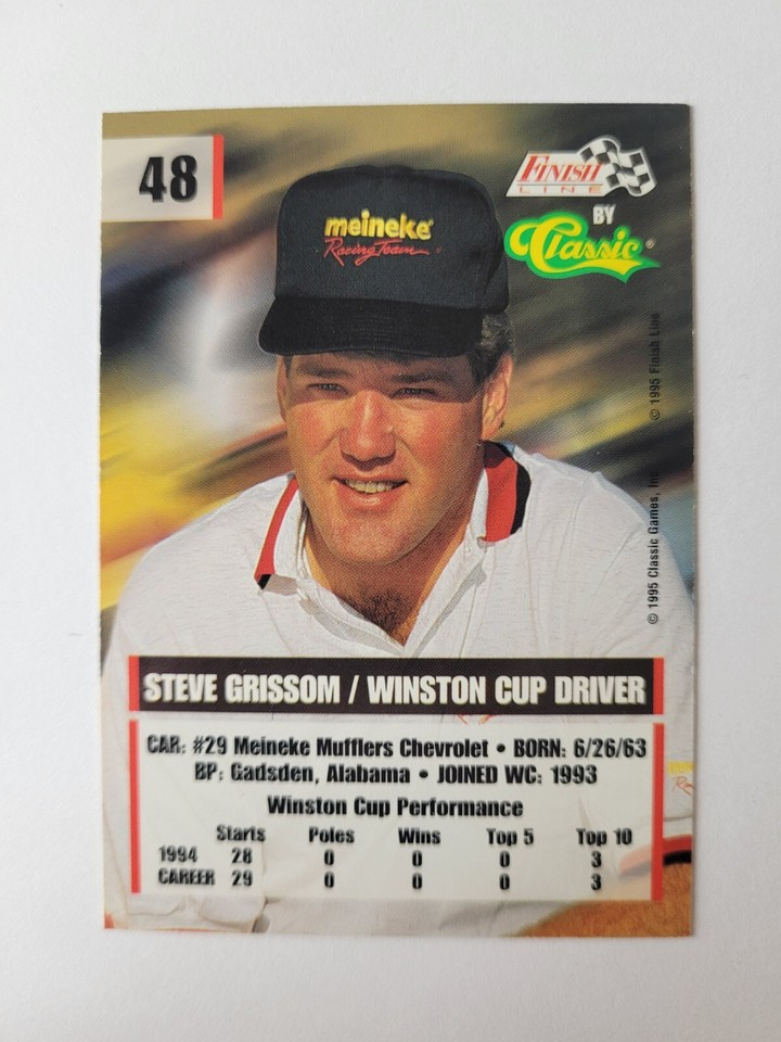 1995 Finish Line by Classic #48 Steve Grissom | eBay