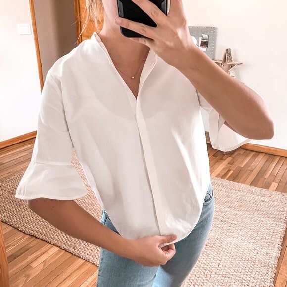 Maje Charylz 100% Cotton White Button Down Designer C… - Gem